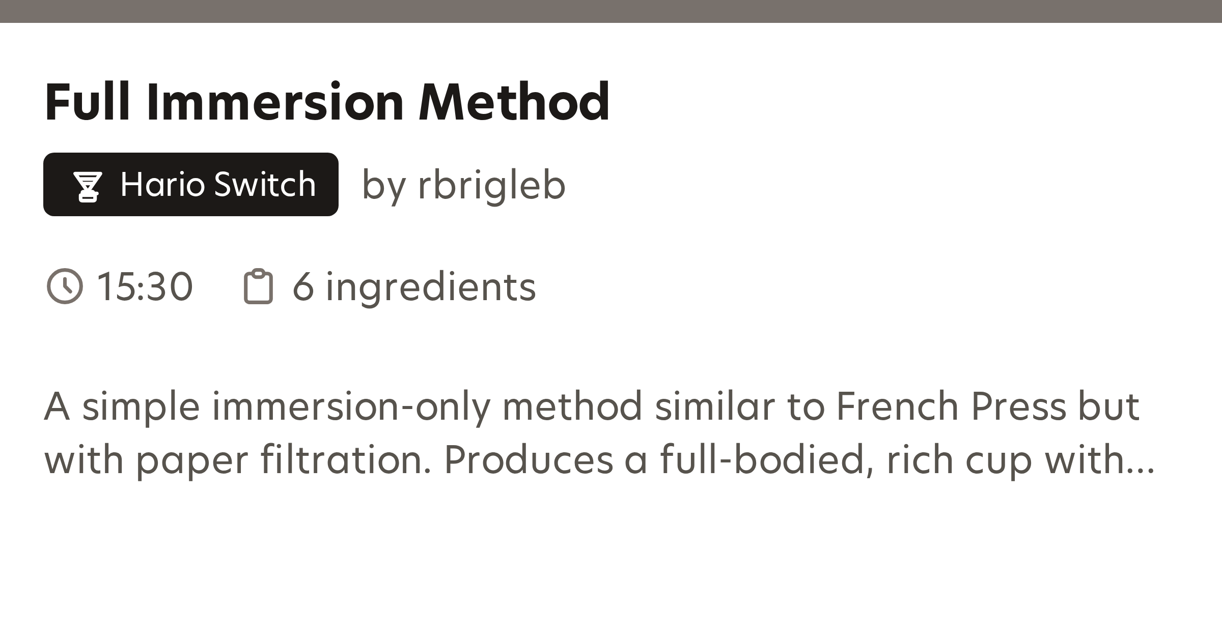 Full Immersion Method - Hario Switch Coffee Recipe by Raymond Brigleb ...